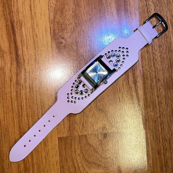 Guess | Accessories | Vintage Guess Wide Leather Band Watch With Silver ...
